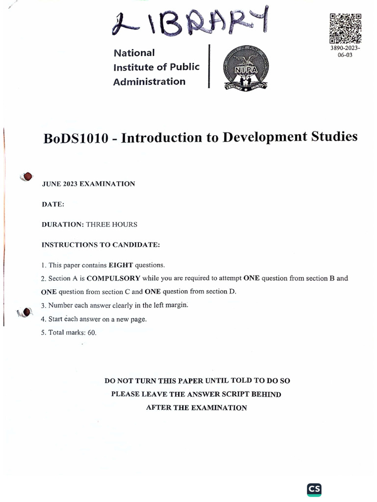 Introduction To Development Studies 2023 June | PDF