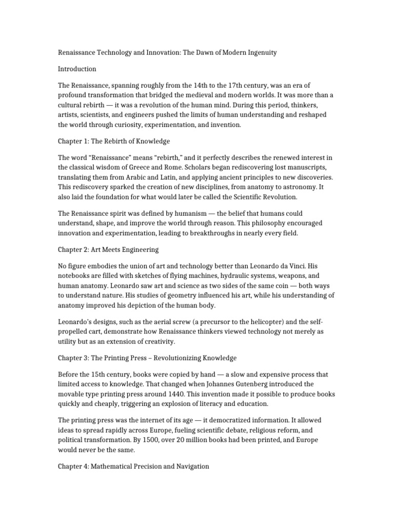 Renaissance Innovations and Technology | PDF | Renaissance | Science