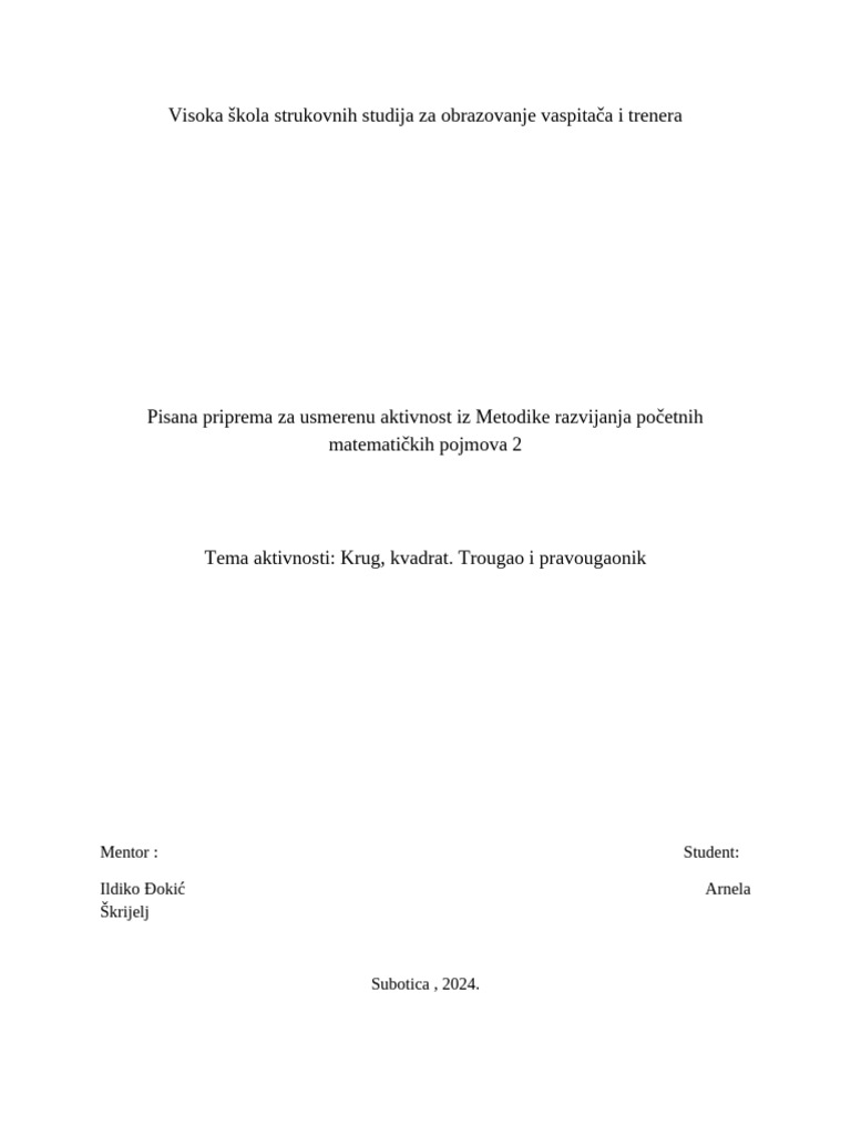 Krug, Kvadrat, Trougao Pravougaonik | PDF