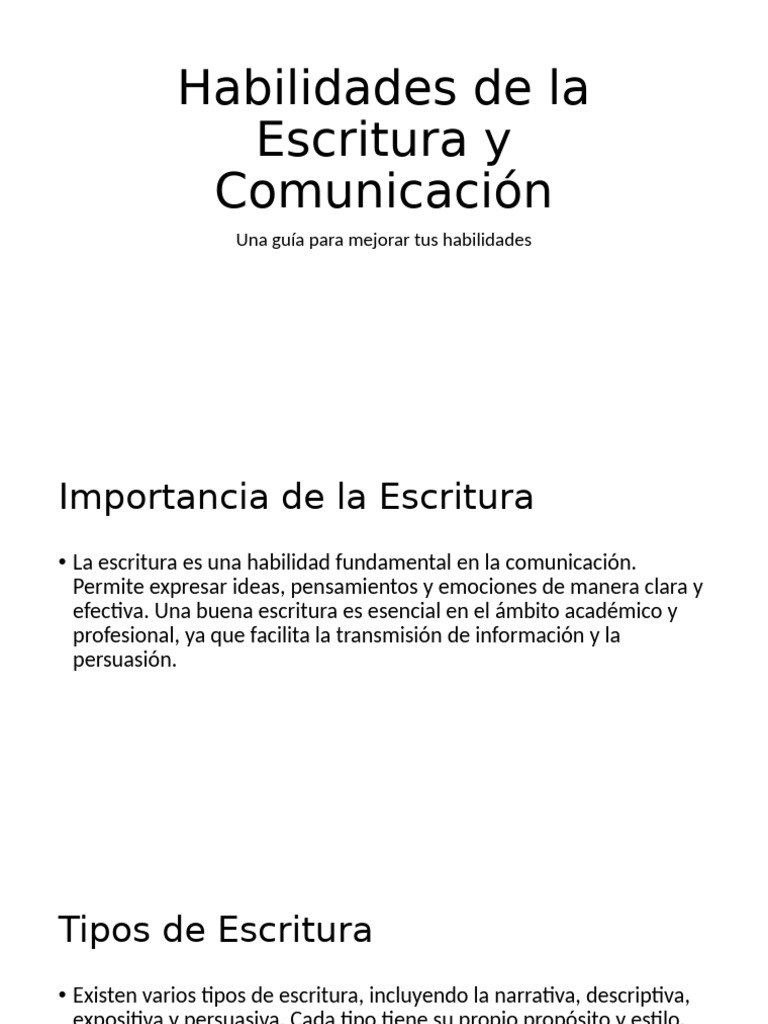 Habilidades de La Escritura y Comunicación | PDF