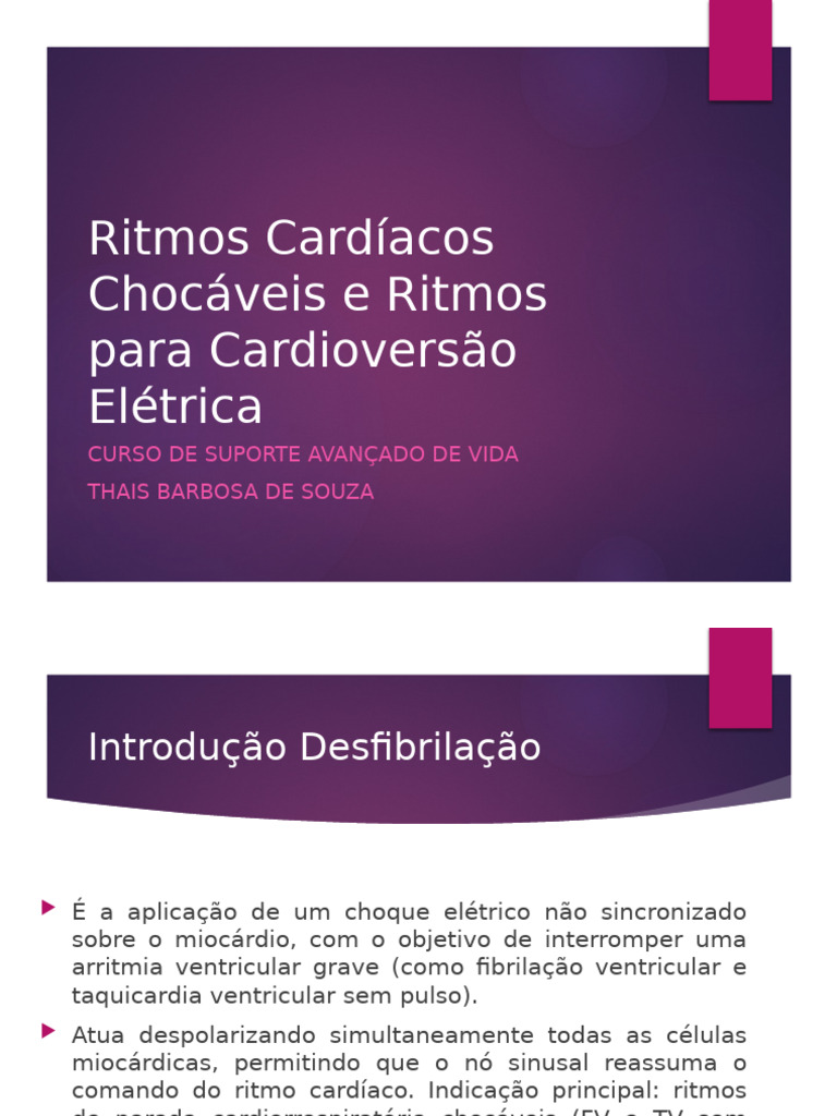 Ritmos_Cardiacos DESFIBRILAÇÃO E CARDIOVERSÃO | PDF
