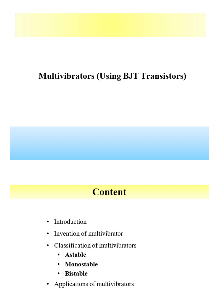 Multivibrators Using BJT | PDF | Electronics | Electronic Engineering