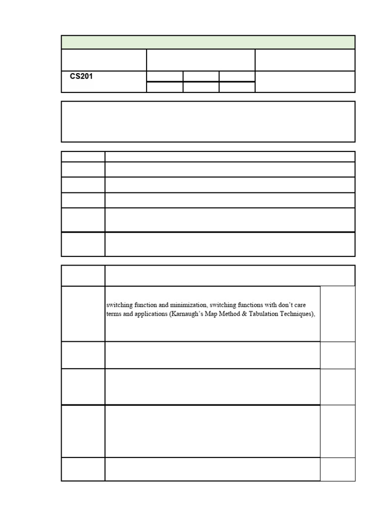 CS-201 Digital Logic Design Syllabus CSE 3rd Sem | PDF | Logic Gate ...