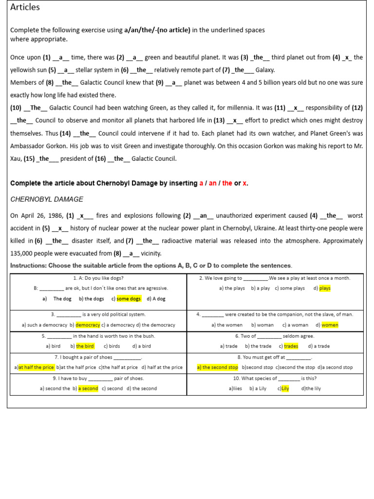 -Articles activity.docx | PDF | Chernobyl Disaster | Radioactivity