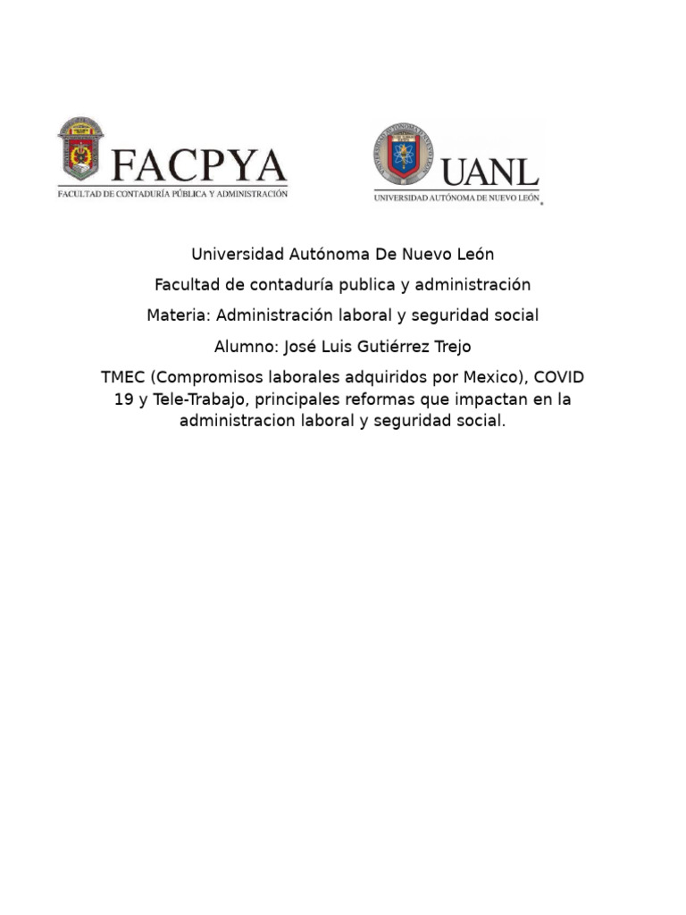 Resumen TMEC | PDF | Derecho laboral | Outsourcing