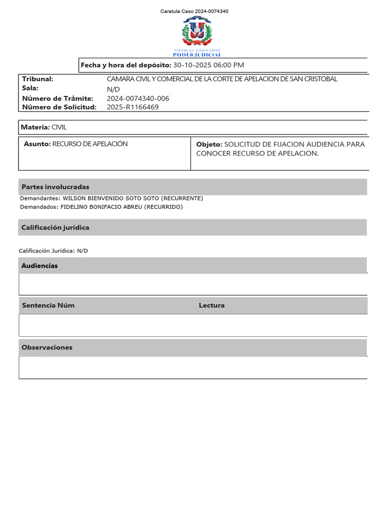 Caratula Caso 2024-0074340 | PDF