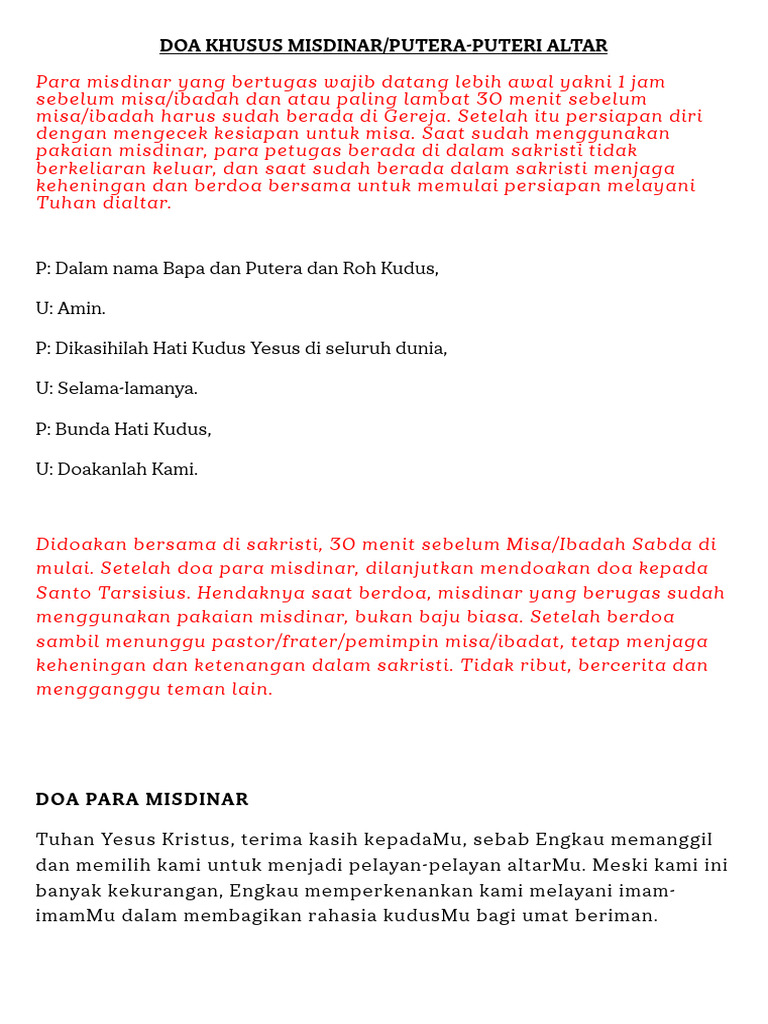 Doa Khusus Misdinar - Hky Bombay 1.docx - 20251009 - 205910 - 0000 | PDF