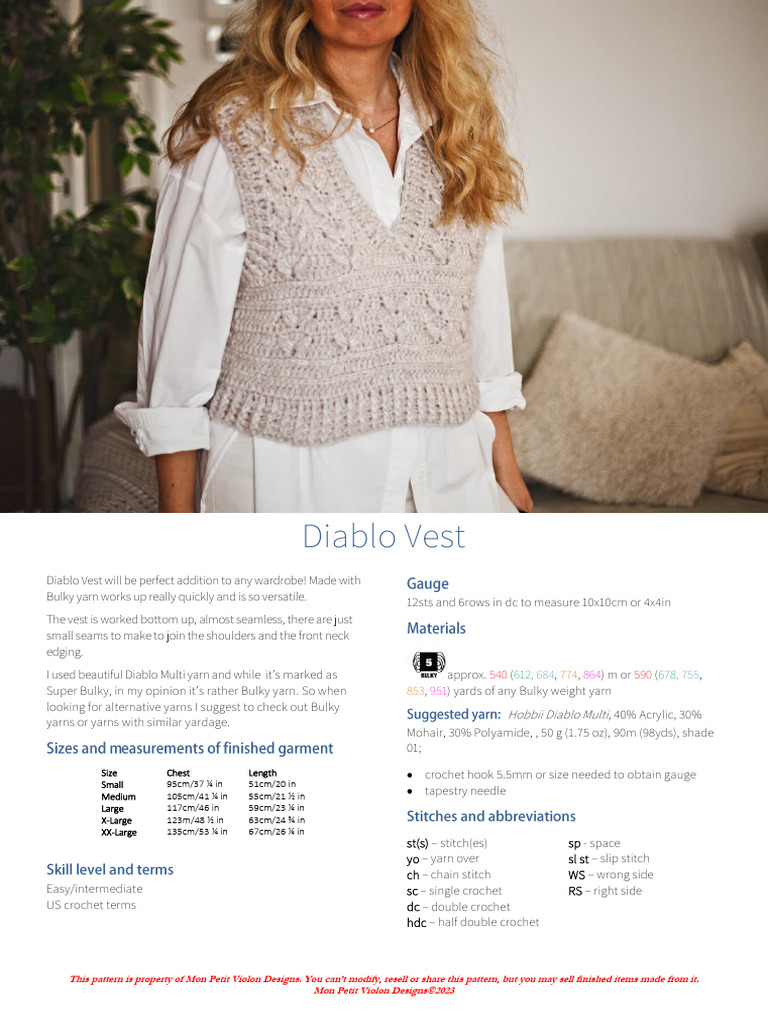 Diablo Vest Crochet Pattern by Mon Petit Violon Deisgns | PDF | Crochet ...