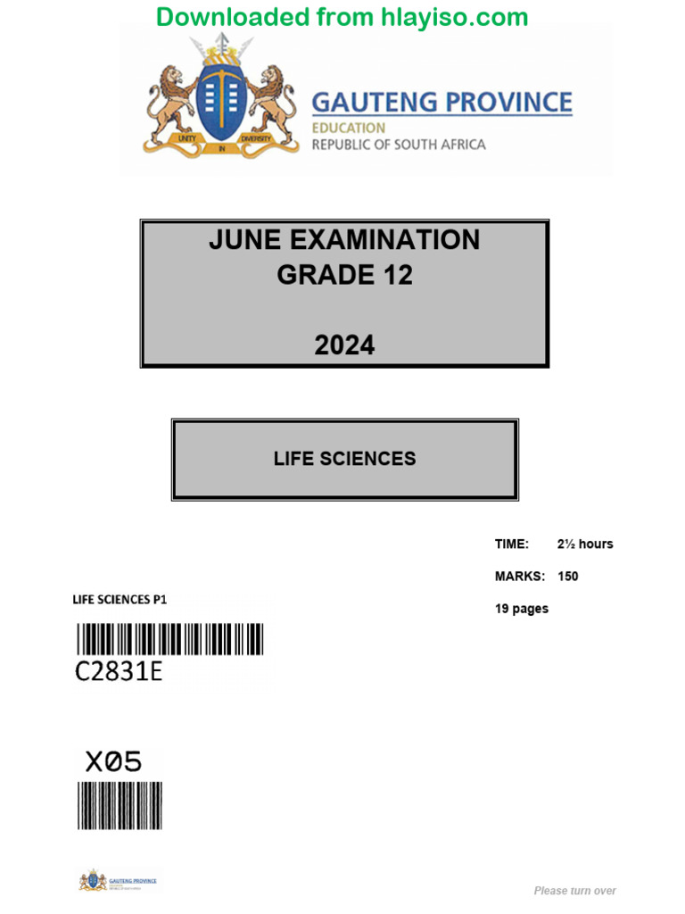 GR 12 Life Sciences (English) June 2024 Question Paper | PDF | Synapse ...