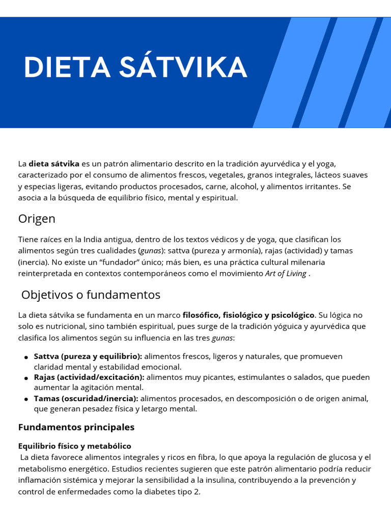 Beneficios de la Dieta Sátvika en Salud | PDF | Dieta | Alimentos