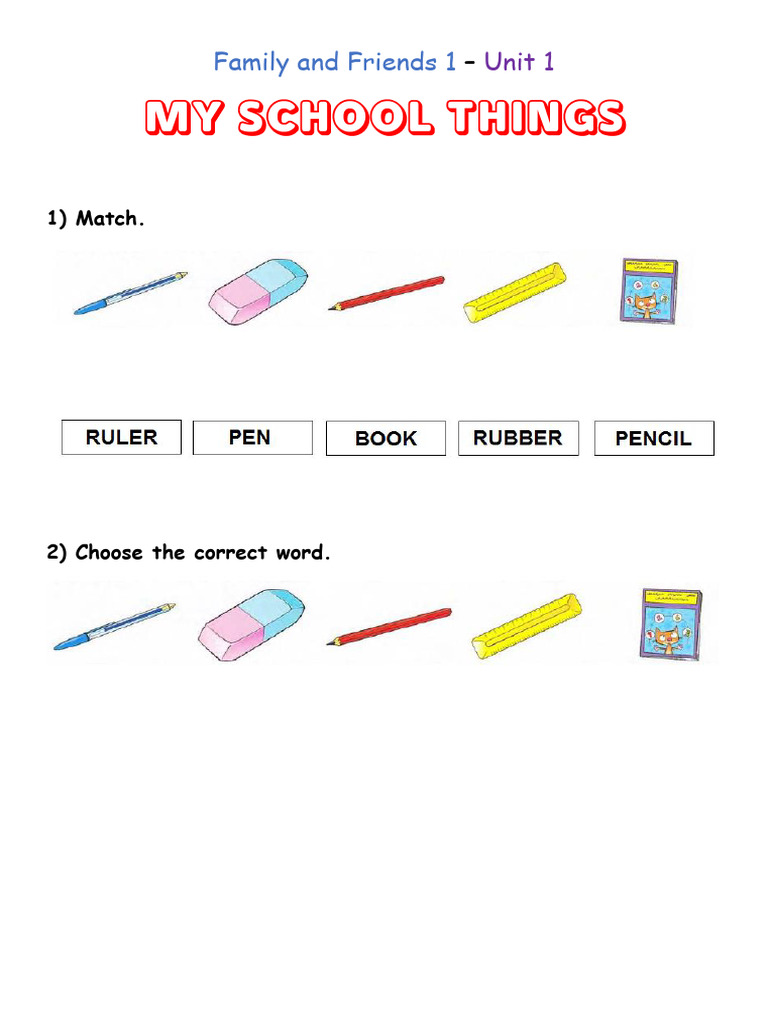 School Things Unit 1 Live Worksheets | PDF