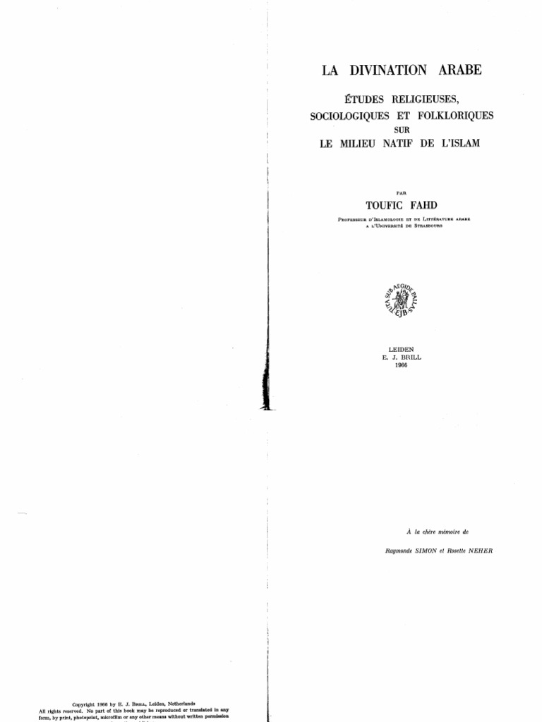 La Divination Arabe (Toufic Fahd) | PDF