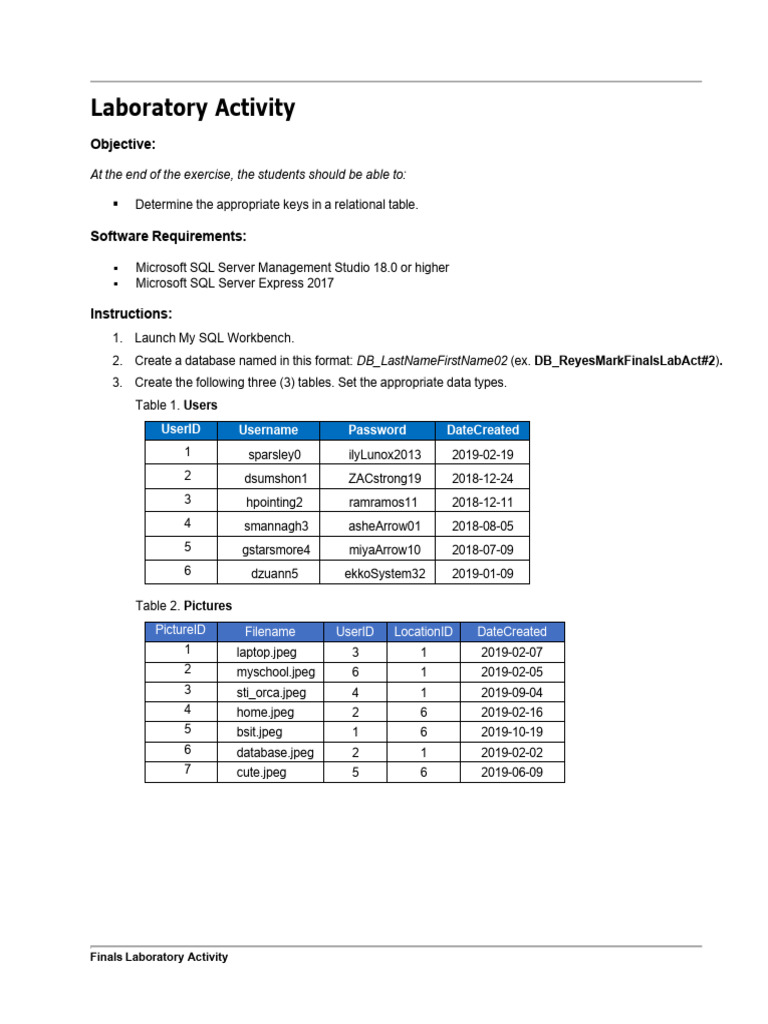 Finals Laboratory Activity | PDF | Microsoft Sql Server | Databases