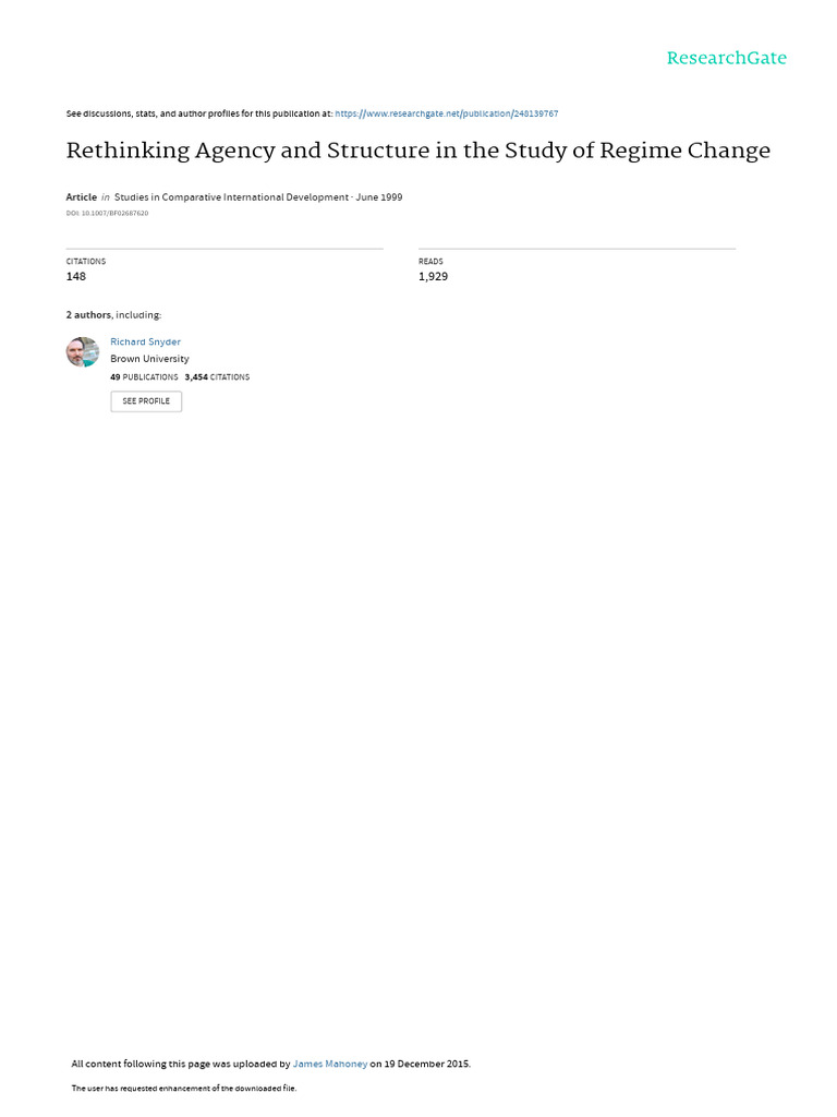 Integrating Agency and Structure in Regime Change | PDF | Causality ...