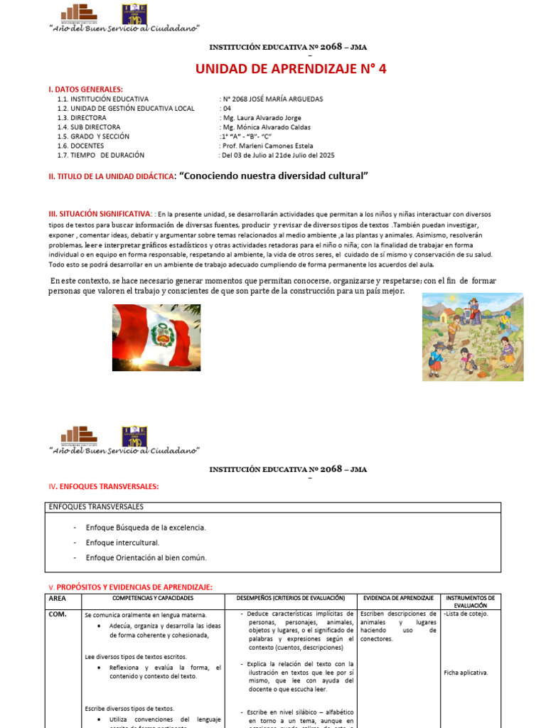 Unidad de Aprendizaje de Primer Grado | PDF | Aprendizaje