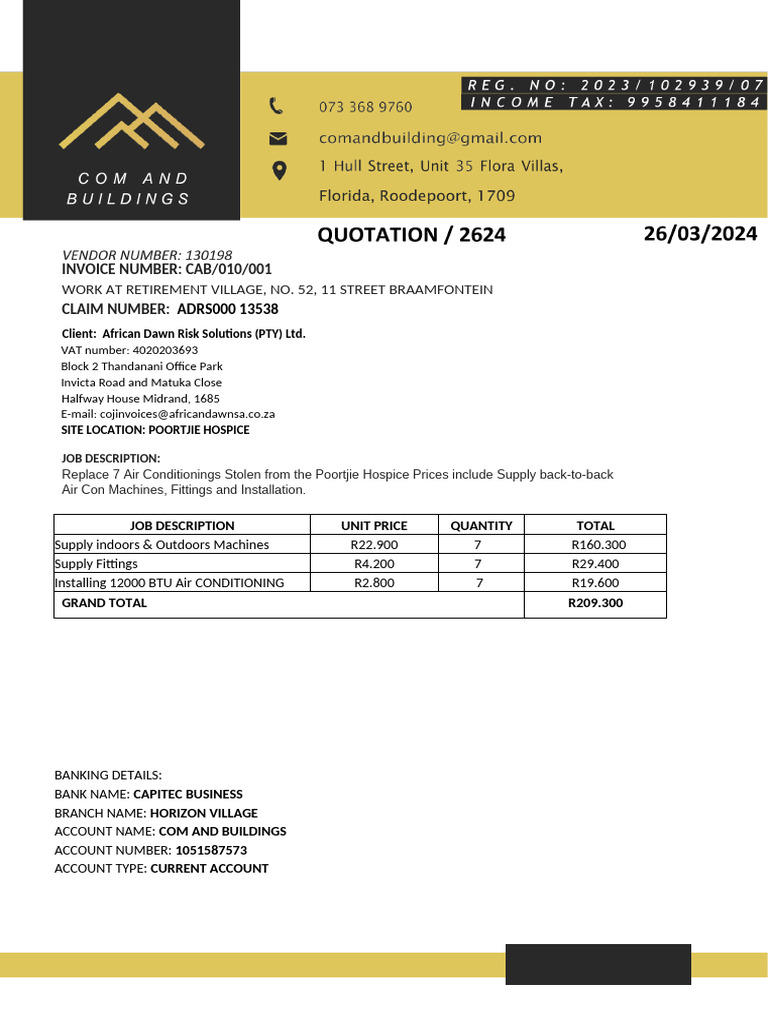 Retirement Village Quotation | PDF
