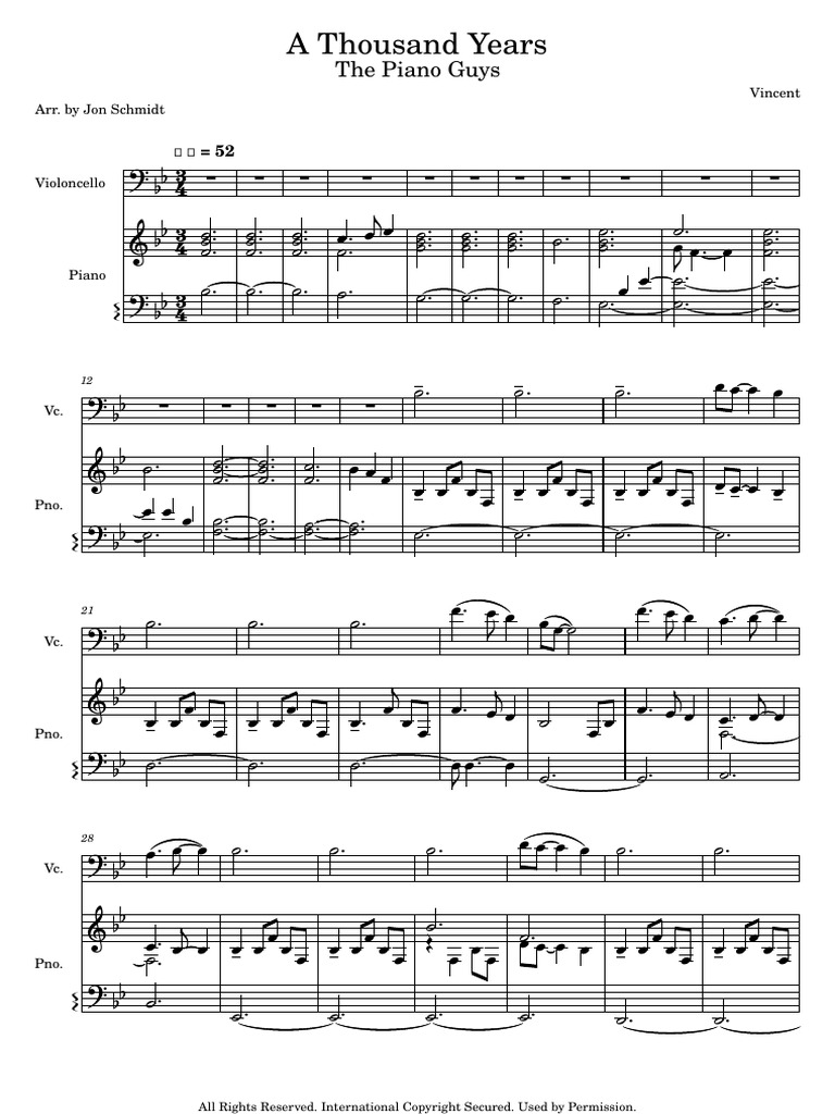 A Thousand Years Piano Arrangement | PDF