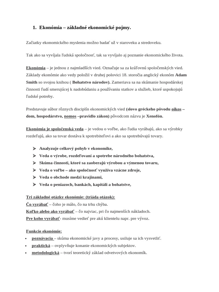 1. EkonÃ³mia â zÃ¡kladnÃ© ekonomickÃ© pojmy. 3 | PDF