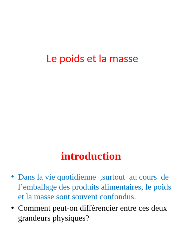 13 -Le Poids Et La Masse | PDF | Poids | Masse