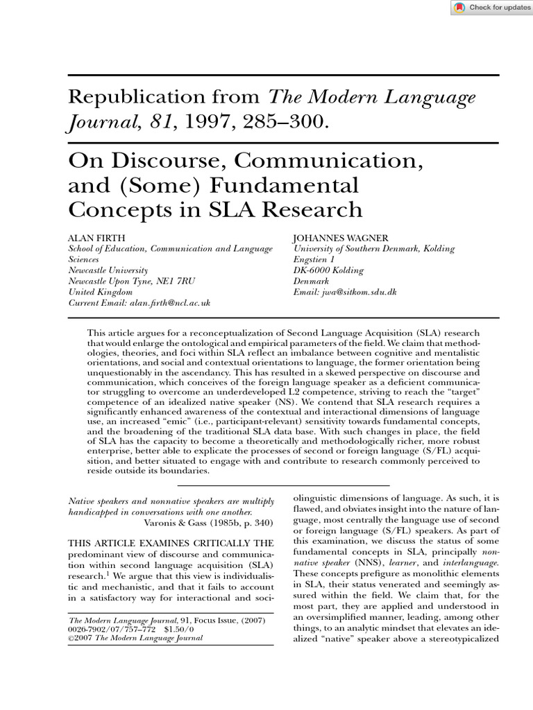 The Modern Language Journal - 2007 - FIRTH - On Discourse Communication ...