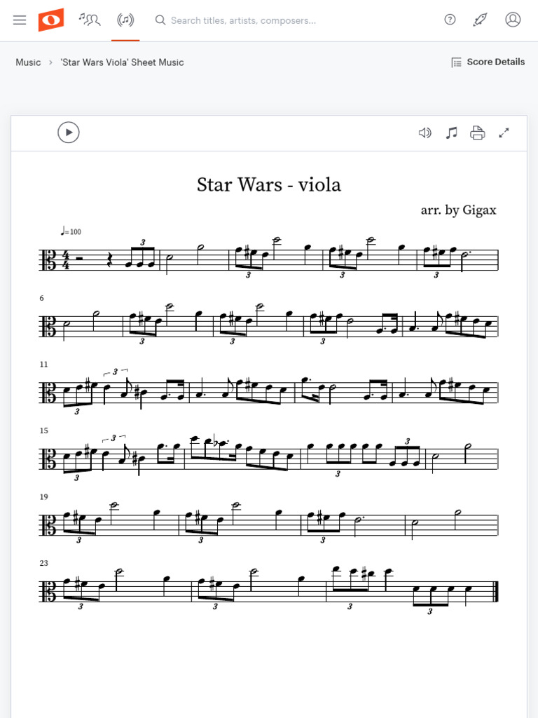 Star Wars - Viola Free Sheet Music by Rgigax For Various Instruments ...