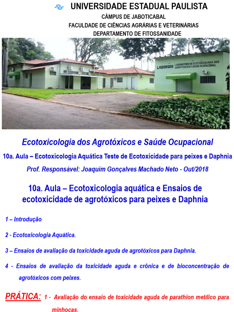 10a. Toxic Aquat Peixes 04 e 05 Out 2018 | PDF | Toxicidade | Ciência ...