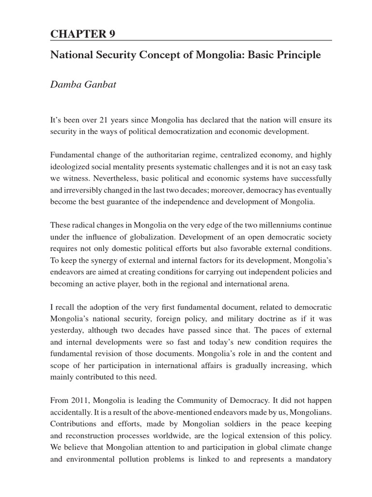 GANBAT. National Security Concept of Mongolia - Basic Principle | PDF ...
