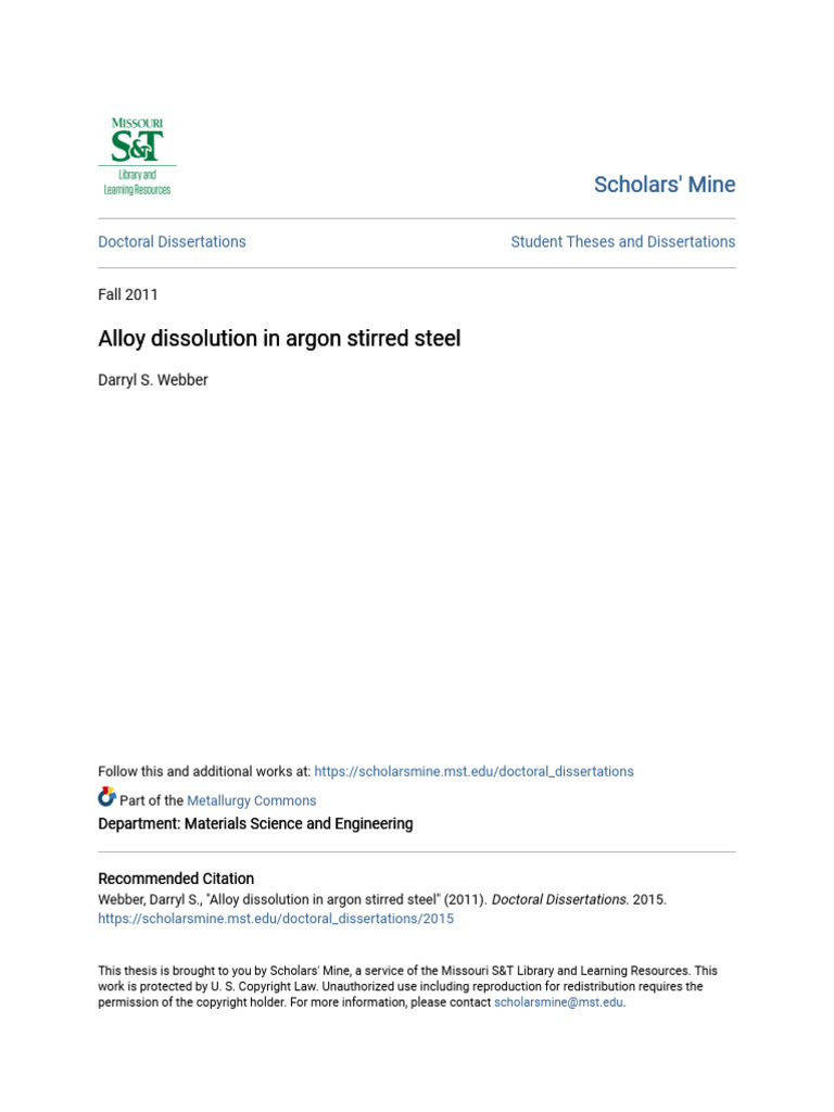 Alloy Dissolution in Argon-Stirred Steel | PDF | Steelmaking | Alloy