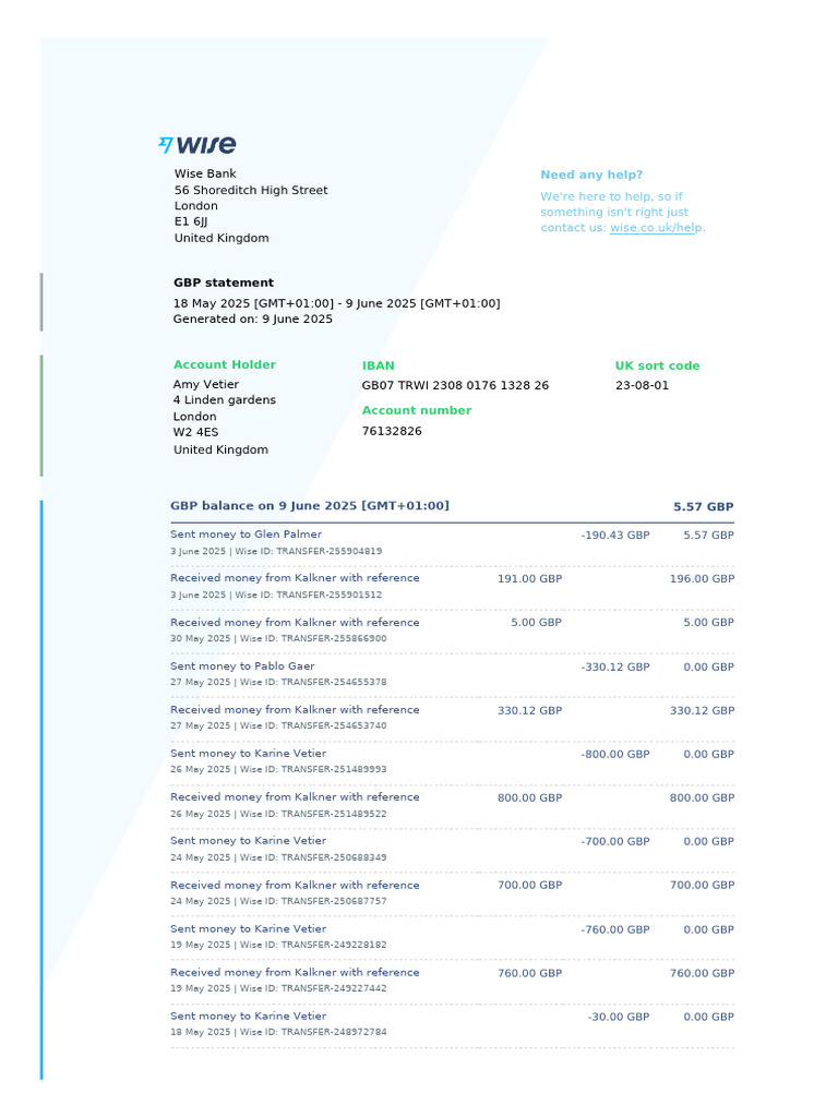 76132826 Wise Statement | PDF | Banking | Banking Technology