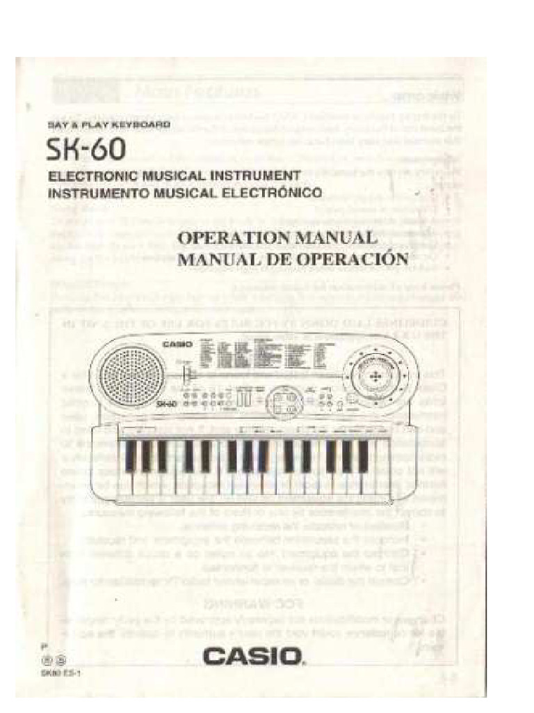 Casio SK60 OWNER Manual 1 | PDF