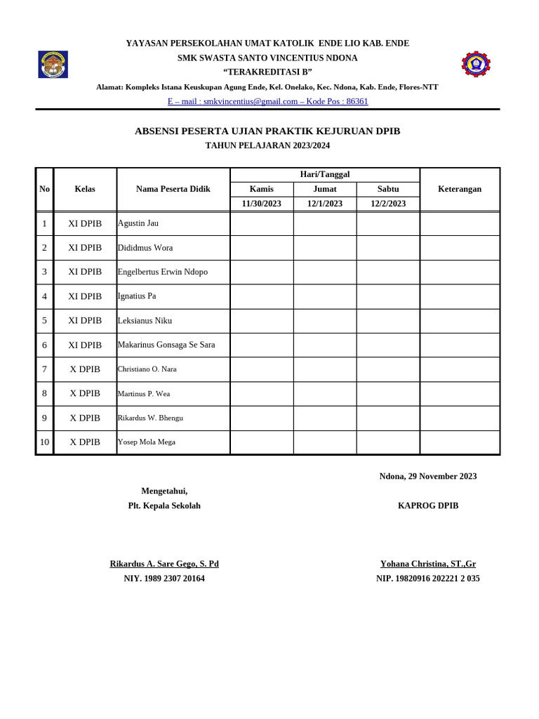 Absen Ujian Praktik | PDF
