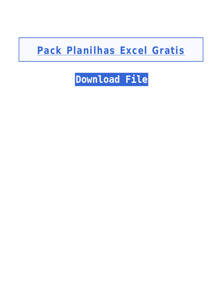 ? Pack Planilhas Excel Gratis - WORK | PDF