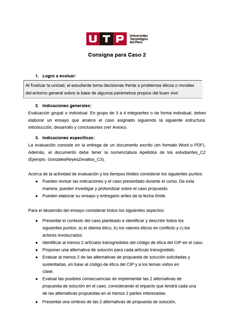 c2 Indicaciones y Rúbrica Si92 v3 | PDF | Ensayos