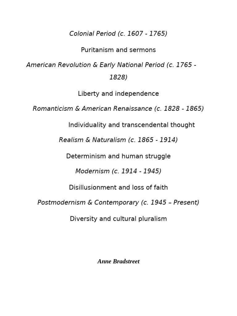 Overview of American Literary Periods | PDF