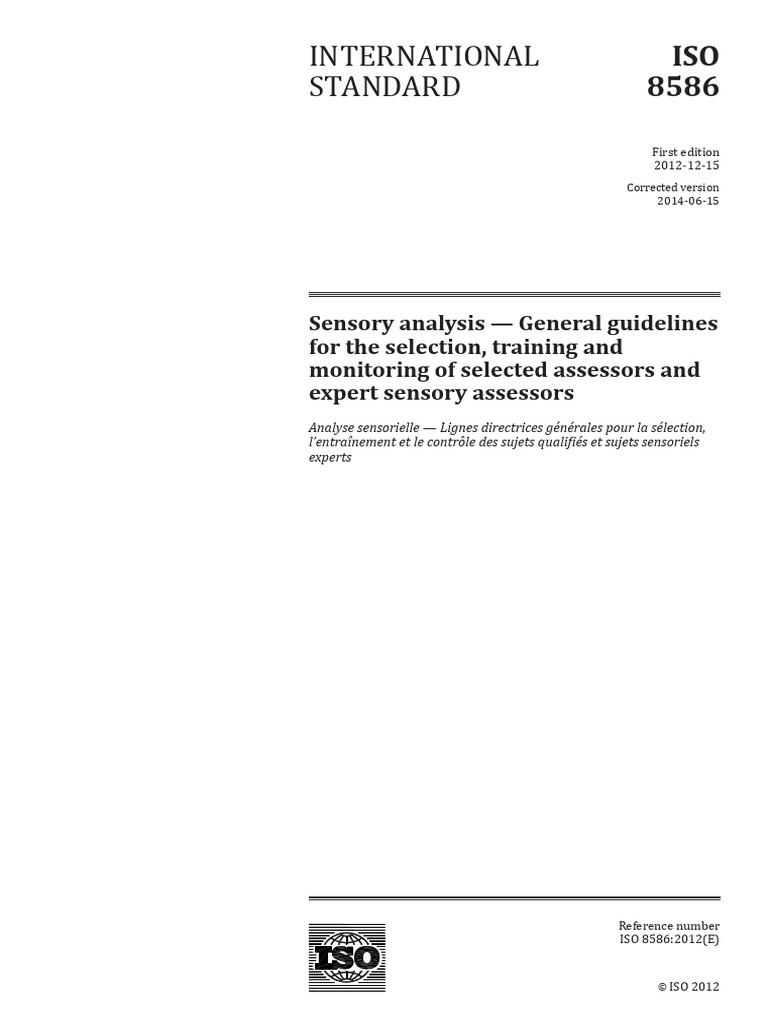 ISO 8586: Sensory Analysis Guidelines | PDF | International ...