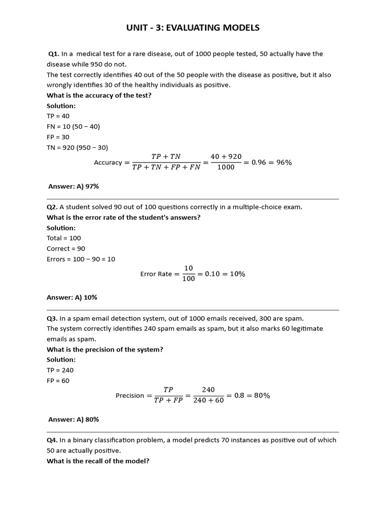 X Evaluating Models QnA | PDF | Accuracy And Precision | Applied Statistics