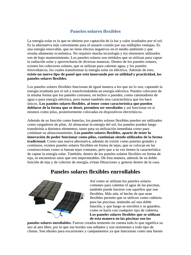 Ventajas de los paneles solares flexibles | PDF | Energía solar | Panel ...