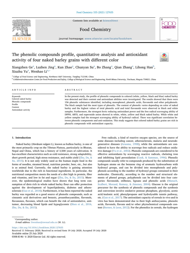 Ge2021 Phenolic Compounds Important Refered | PDF | Polyphenol ...