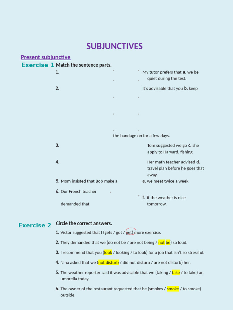 Using the Present Subjunctive | PDF