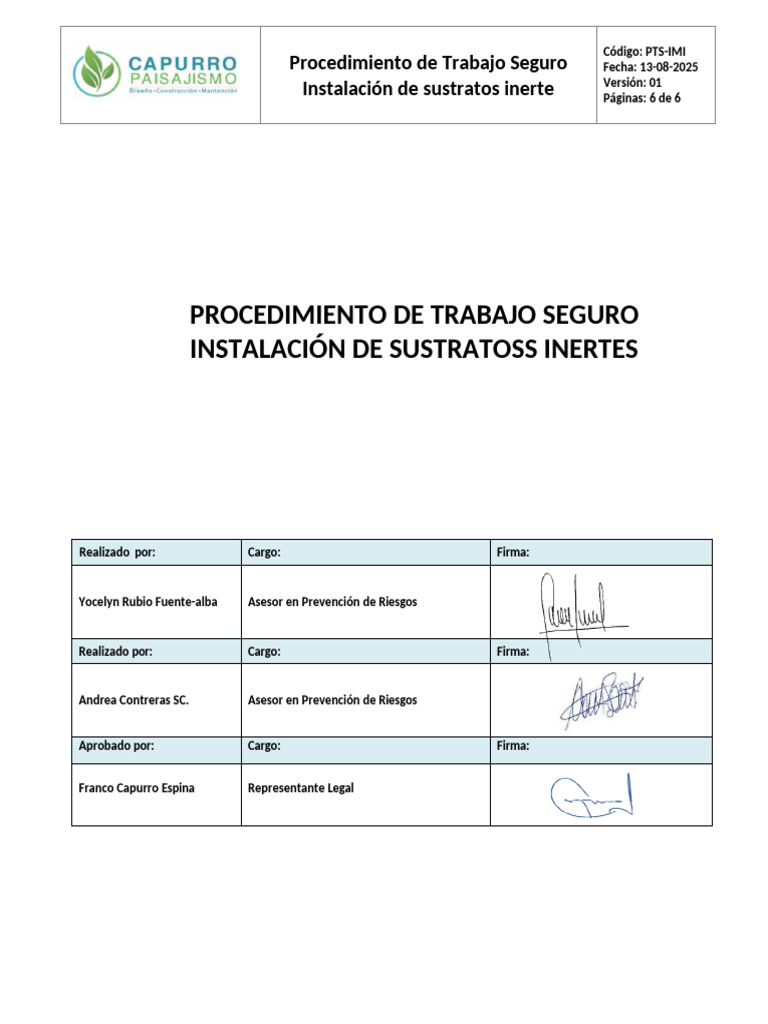 PTS- instalación de material inerte | PDF