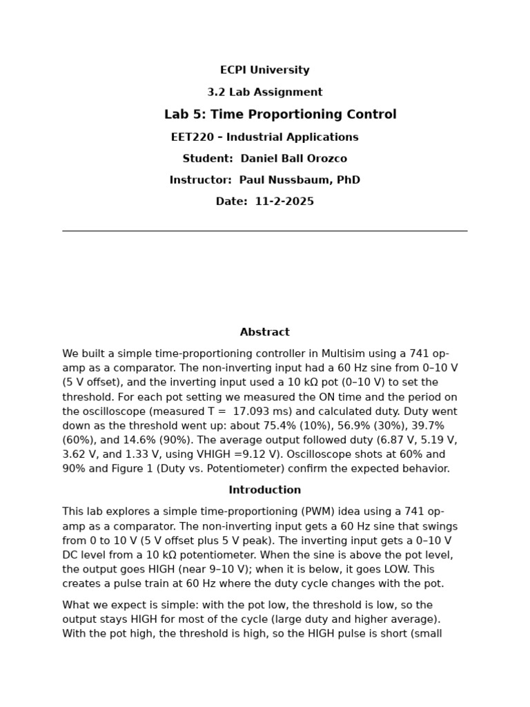 3.2 Lab Assignment - Daniel Ball | PDF | Operational Amplifier ...