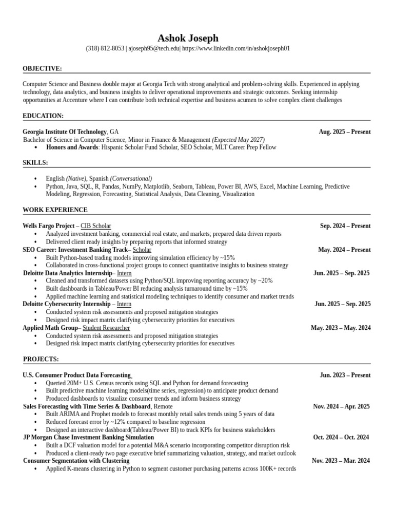 Accenture Ashok Final Resume | PDF | Forecasting | Analytics