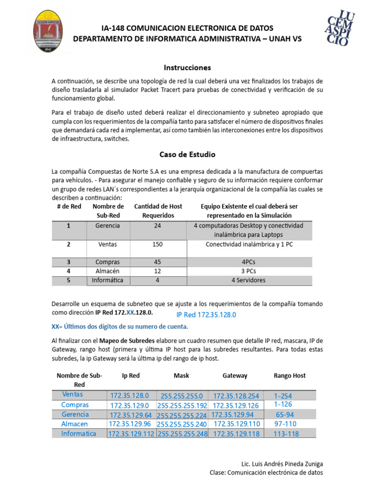 Ejercicio VLSM Propuesta de Topologia | PDF | Dirección IP | Enrutador (Computación)