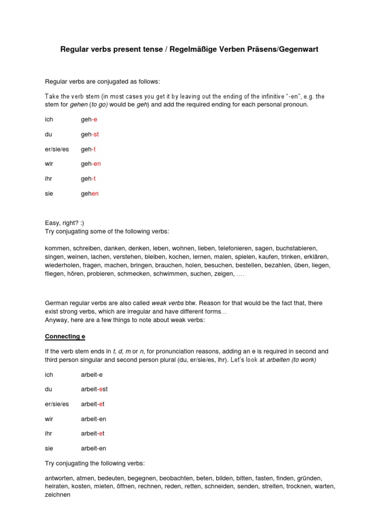 Regular German Verbs | PDF