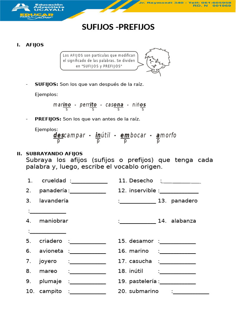 FICHA SUFIJO PREFIJO | PDF