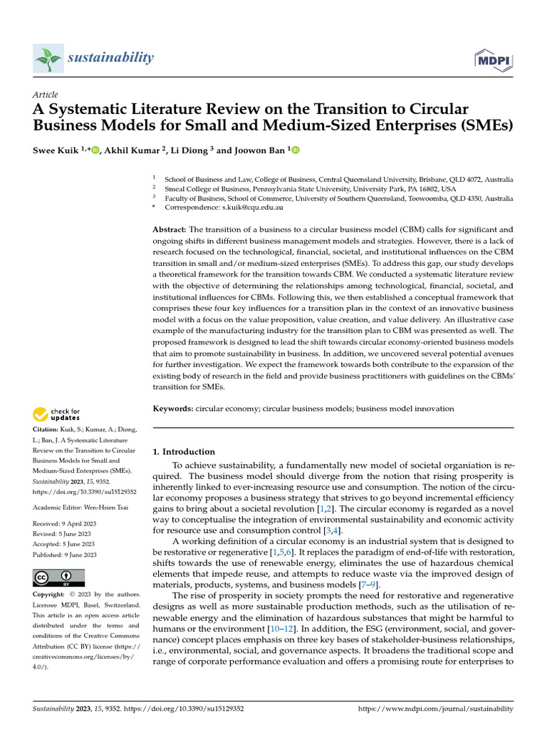 MDPI Systematic Research Review Paper On Sustainability | PDF ...