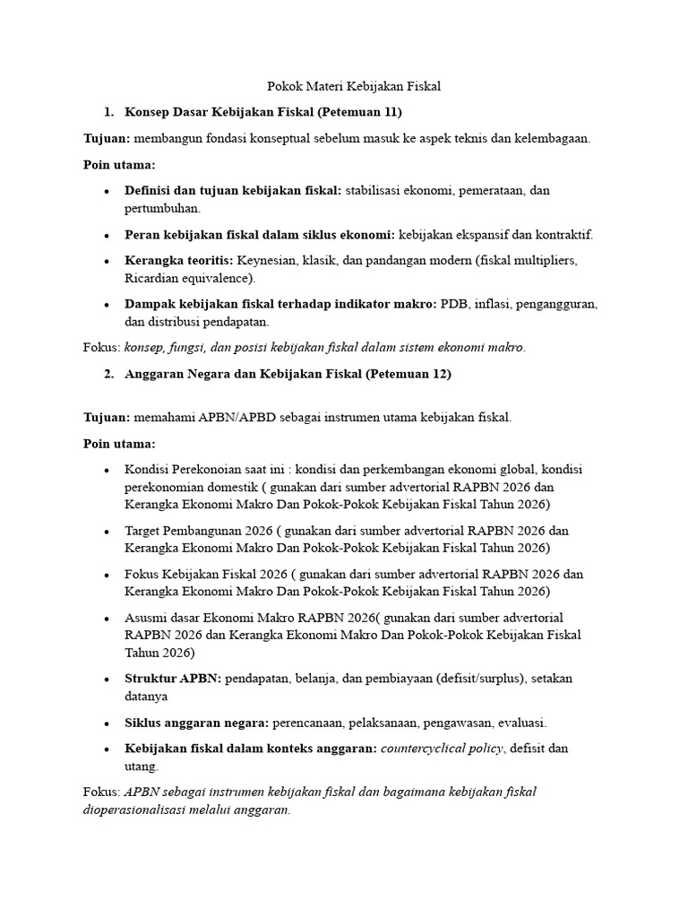 Pokok Materi Kebijakan Fiskal | PDF