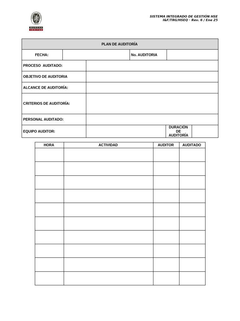 Plan de Auditoría HSE Integrado | PDF