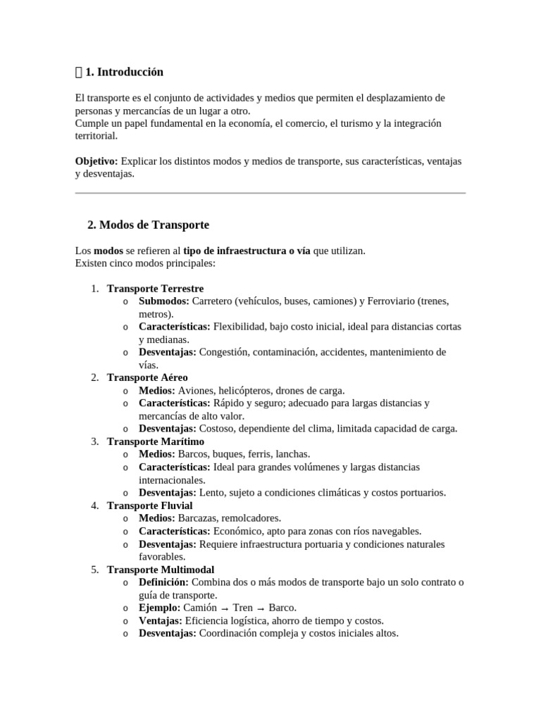 Modos y Medios de Transporte | PDF | Transporte | Tren