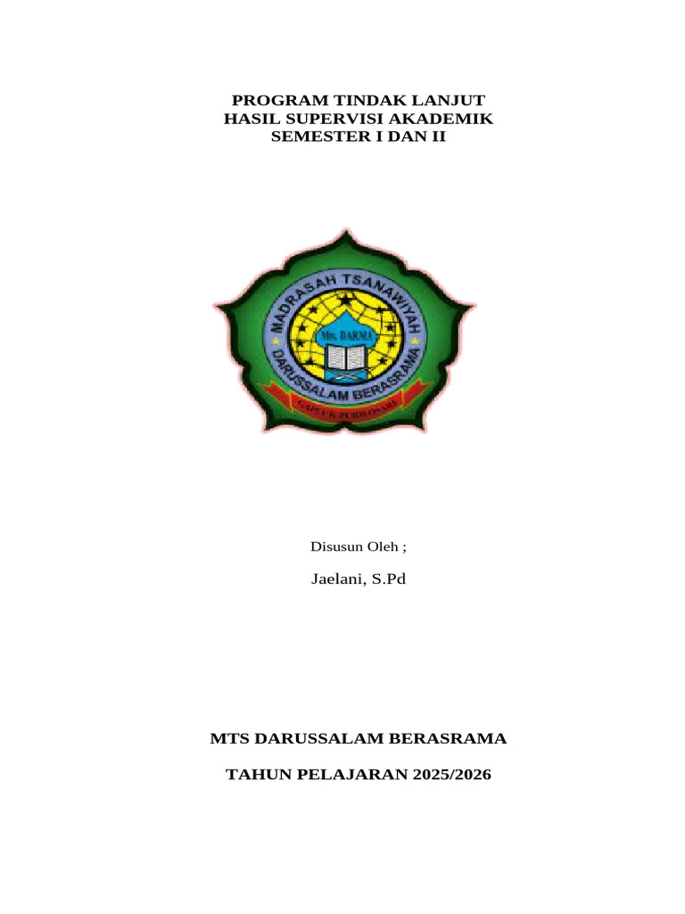 Program Tindak Lanjut Supervisi | PDF